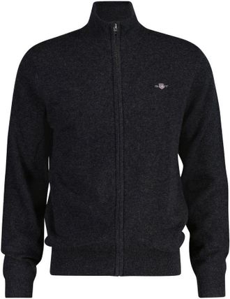GANT Strickjacke EXTRAFINE LAMBSWOOL ZIP CARDIGAN mit Logostickerei