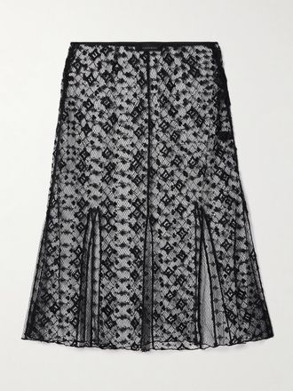 Kiki De Montparnasse Midirock Aus Besticktem T&uuml;ll - Schwarz