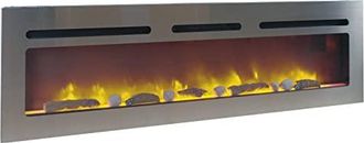 Chemin'Arte Cheminée Électrique Encastrable Brite INOX 3XL - Conçue en France - 152x17x45 cm - Garantie 2 Ans