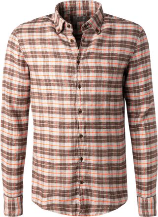 Fakts Herren Hemd braun kariert Slim Fit