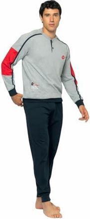 Lotto Pyjama Homme Coton Long - Merceris&eacute; - Pyjama Homme D&eacute;t&eacute; L&eacute;ger M&ecirc;me grande taille, 1180 Gris, M