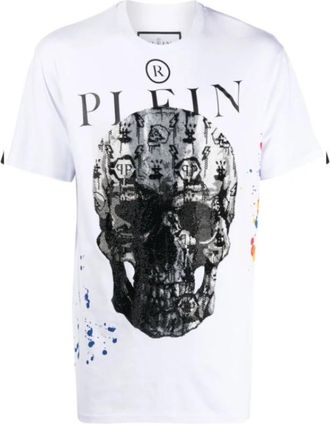 Philipp Plein T-shirt Rundhals Kurzarm mit Kristallen - - Tops - Herren - Wei&szlig; - XL