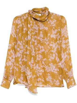 Elisabetta Franchi Voile Bluse mit Print - Gelb