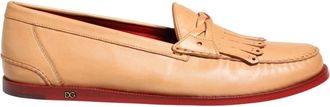 Dolce & Gabbana Homme, Chaussures, Beige, Taille: 41 1/2 EU Mocassins Slip-On &agrave; Glands en Cuir