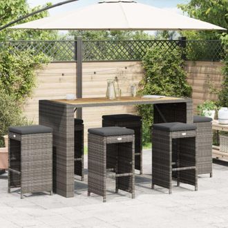 vidaXL Vidaxl - Tabourets de bar de jardin et coussins lot de 6 r&eacute;sine tress&eacute;e