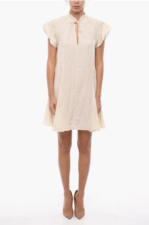 Samsøe & Samsøe Flared KAROOKH Dress with Short Raglan Sleeve and Ruffle Col size Xxs