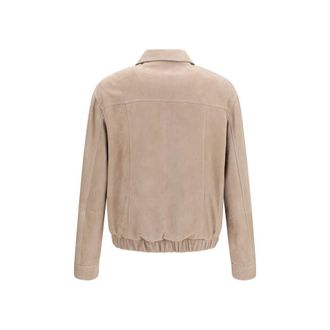 Brunello Cucinelli Mens Beige Calf Leather Bos Taurus Jacket Clothing