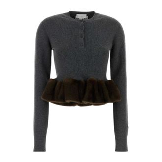 Stella McCartney Stretch-Wollmischungs-Pullover - - Knitwear - Damen - Grau - L