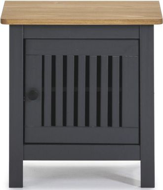 PEGANE Table de chevet, table de nuit en bois de pin massif décor ciré gris anthracite - Longueur 46 x Profondeur 35 x Hauteur 49.5 cm Pegane