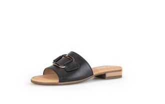Gabor Damen Pantoletten, Frauen Slipper,Moderate Mehrweite (G),Slides,Slip-ons,Backless Slipper,Mules,schwarz (Uni+Gold),37 EU / 4 UK