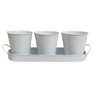 Generico Blument&ouml;pfe, Metallteile f&uuml;r Baumschulen, mit abnehmbarem Tablett, Metallt&ouml;pfe zum Bepflanzen, f&uuml;r K&uuml;che, Vanille, Drainage, Fr&uuml;hbew&auml;sserung, Garten, 