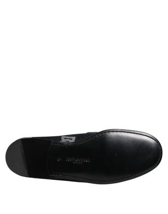 Dolce & Gabbana Mens Blue Logo Cotton Loafers Formal Dress Shoes Elastane