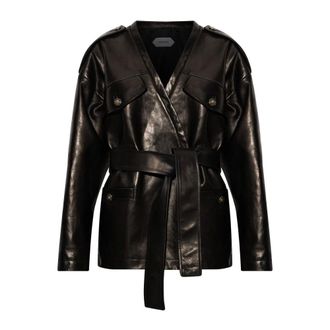 Versace Femme, Vestes, Noir, Taille: 36 FR Blouson en cuir