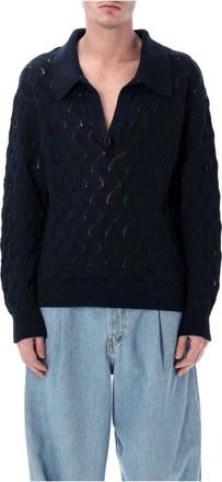 Dries Van Noten Homme, Pulls, Bleu, Taille: M Pull Polo