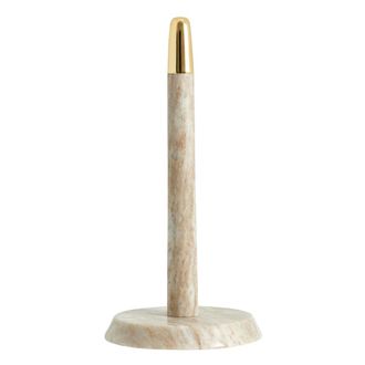 Nordal Cherry K&uuml;chenrollenhalter aus Marmor, 31 cm H&ouml;he, Goldene Spitze