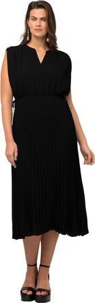 Ulla Popken Damen Plissiertes Chiffonkleid Kleid, Schwarz, 44 EU