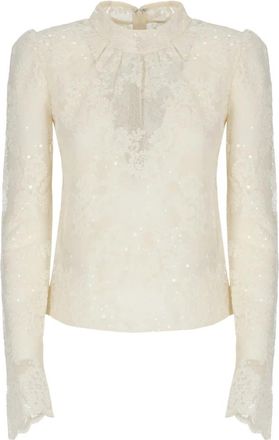 Self Portrait Pailletten-Spitzen-Top - - Blouses & Shirts - Damen - Wei&szlig; - XS