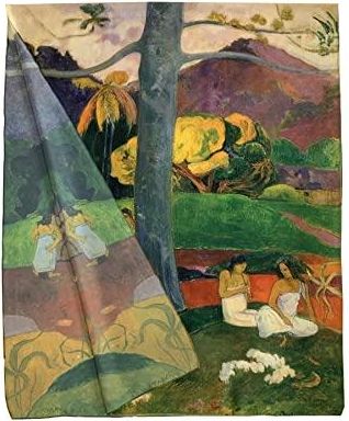 GFM mélange de soie écharpe dété basée sur lart de la peinture (VSLK-Gaugin-Arbre flamboyant) FS-VSLK-SC-3763-A