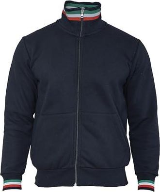 Generico Sweat-shirt Homme avec Zip Long et D&eacute;tails Tricolore Italia Mod&egrave;le Roma, bleu marine, XL