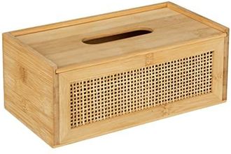 WENKO Kosmetiktuchbox Mod. Allegre, Box für Kosmetiktücher oder Taschentücher aus Rattangeflecht und hochwertigem Bambus im angesagten Boho-Style zur leicht