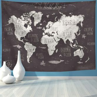 Generic Weltkarte Wandteppich Vintage Wandteppich Wandbehang f&uuml;r Zimmer