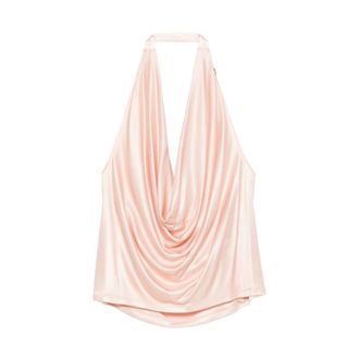 Elisabetta Franchi Femme, Tops, Rose, Taille: 40 FR Draped Halterneck Top
