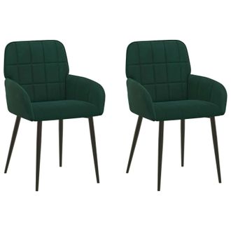 vidaXL Sedie Da Pranzo 2 Pz Velluto Verde Scuro 56.5 X 50 X 85 Cm Vidaxl