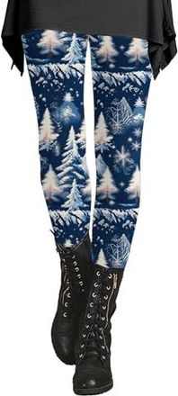 Generic HUIFUAO Legging de Noël pour femme - Motif bonhomme de neige et Père Noël - Pantalon de yoga amusant - Taille haute - Pantalon de sport - Taille haute