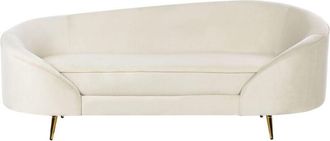 Beliani Sofa Hellbeige Samt 3-Sitzer Oval Gebogen Dicke Polsterung mit Metallfüßen Schwarz Freistehend Retro Glamourös für Wohnzimmer Salon Flur Diele