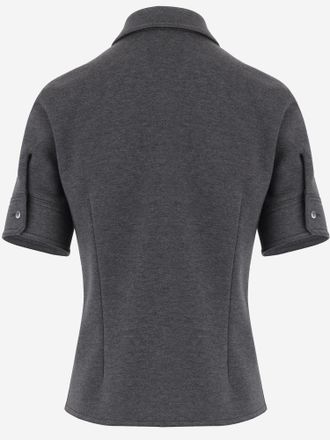 Gucci Womens Wool-Blend Shirt With Wide Collar Gray Polo Tops
