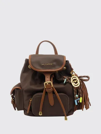 La Carrie zweifarbiger Nylon-Rucksack mit aufgesetzten Taschen und Quasten