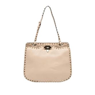 Valentino Pre-owned Studded Leather Shoulder Bag - - Pre-owned - Damen - Beige - ONE SIZE