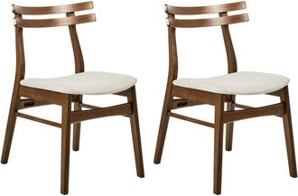 Beliani Lot de 2 Chaises de Salle à Manger en Tissu Structure en Bois Sans Accoudoirs Beige et Bois Foncé Cynthiana