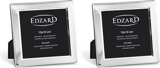 Edzard Bilderrahmen Salerno f&uuml;r Foto 10 x 10 cm, quadratisch, edel versilbert, anlaufgesch&uuml;tzt, mit Samtr&uuml;cken, inkl. Aufh&auml;nger, Fotorahmen zum Stellen und H