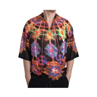 Dolce & Gabbana Multicolor Luminarie Print Cotton Polo Shirt - - Tops - Herren - Mehrfarbig - XS