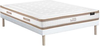 Vente-Unique Ensemble 140 x 190 cm sommier tapissier + matelas hybride ressorts ensach&eacute;s 7 zones et mousse &agrave; m&eacute;moire de forme &eacute;p.28cm - MEYANI de YSM&Eacute;E
