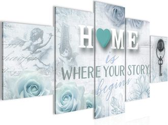 Runa Art Bilder Home 200 x 100 cm 5 Teilig XXL Wanddekoration Design Rot Beige 026851b