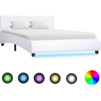 vidaXL Cadre de lit avec led sans matelas blanc 140x200 cm Vidaxl
