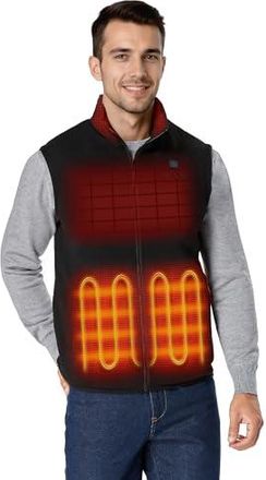 Ororo Gilet Polaire Chauffant Homme Avec Batterie Veste Polaire Chauffante Sans Manche Homme Manteau Sans Manche Chauffant - Chargeur Non Inclus (Noir Neutr