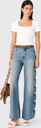 Maje Weite Jeans Mit Blumenstickerei - Blau - Maje