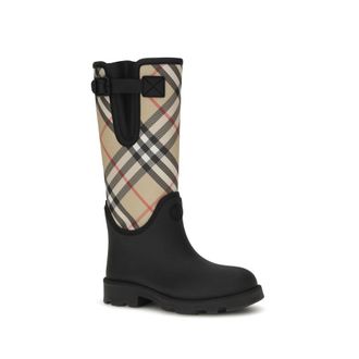 Burberry Womens Black Rubber Rain Boots
