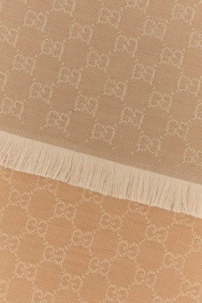 Gucci Womens Embroidered Wool Scarf Camelivory Fabric Sciarpe E Foulard