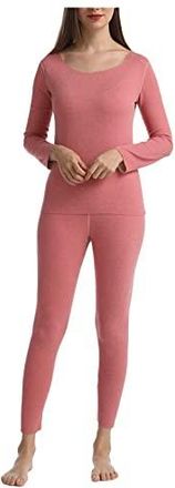 Generic Ensemble de bretelles &agrave; manches longues et col rond - Ensemble chaud et doux - Sous-v&ecirc;tements thermiques pour homme, Rose, XXL