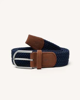 Faguo Ceinture tress&eacute;e bleu marine et camel