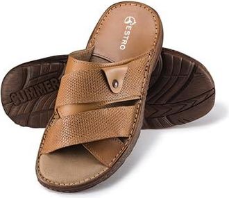 Estro & Luminara Sandales Homme Cuir Été - Mules Homme Cuir Été Sandale Hommes avec Semelle Antidérapante s5 (42 EU, Beige)