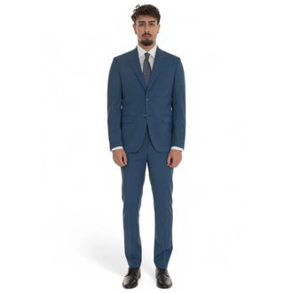 Paoloni Klassischer 2-Knopf-Wollanzug - - Suits - Herren - Blau - 2XL