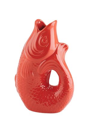 Gift Company Vase Monsieur Carafon S, Dekovase in Fisch-Form, Steingut, Coral Red, 25 cm, 1087403003