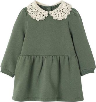 Vertbaudet Minikleid Mädchen Baby Sweatkleid mit Häkelkragen