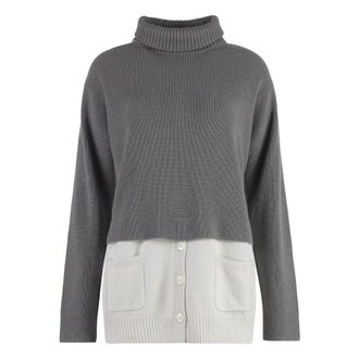 Malo Cashmere Rollkragenpullover mit Taschen - - Knitwear - Damen - Grau - S