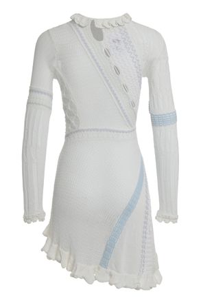 Roberta Einer Womens Knitted Dress With Long Sleeves White Cotton